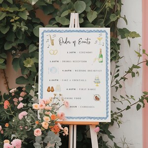 Illustrated Order of Events Wedding Sign, Order of the Day Sign Wedding ...
