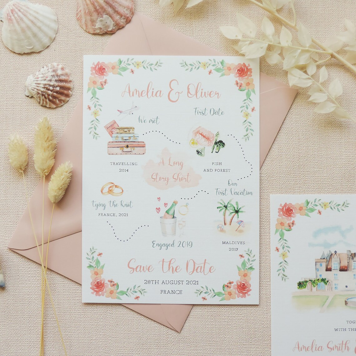 Illustrated Love Story Wedding Invitation Set Wedding - Etsy