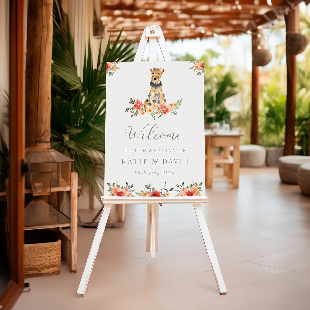 Wedding Welcome Sign With Dogs, Wedding Sign With Dogs, Dog Welcome ...