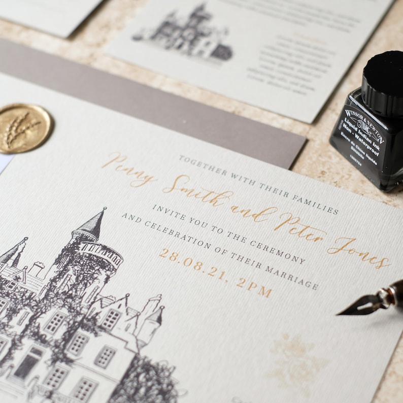 Castle Wedding Invitations Castle Invites Custom Wedding - Etsy