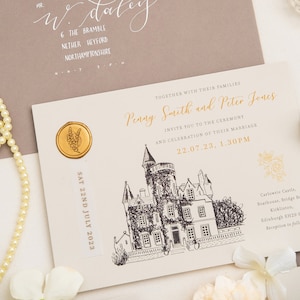 Castle Wedding Invitations, Castle Invites, Custom Wedding Venue ...