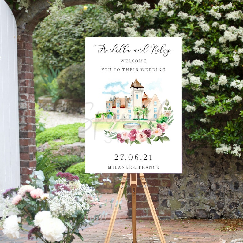 Wedding Venue Illustration Welcome Sign Venue Painting - Etsy