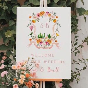 Wedding Sign With Crest, Welcome Sign With Crest, Wedding Crest Sign ...