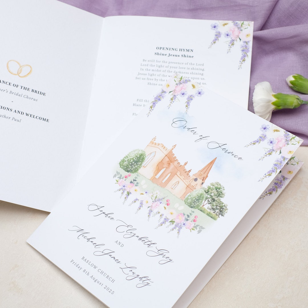 Wildflower Order of Service, Wedding Order of Service Church, Printed ...