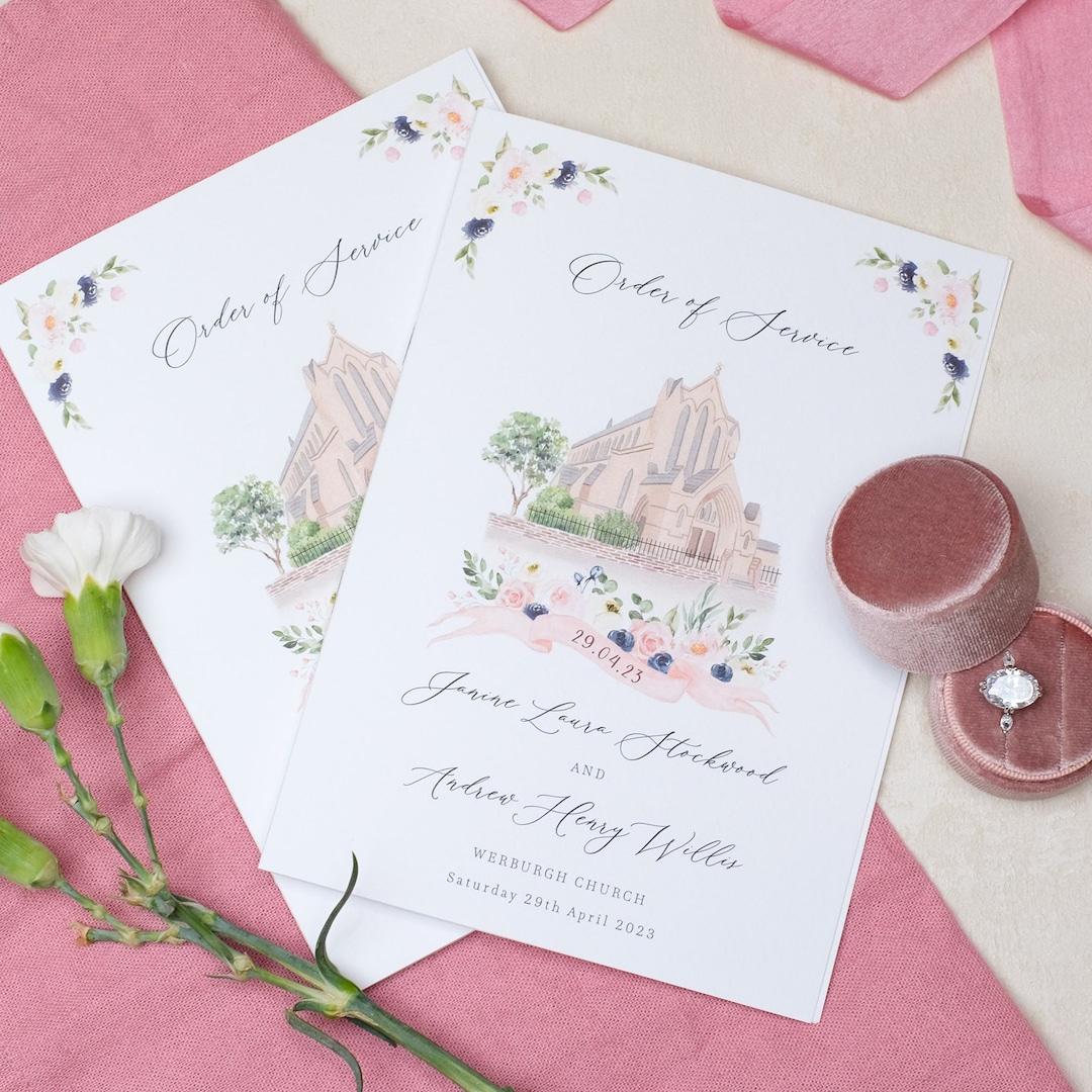 Church Order of Service Wedding, Church Ceremony Program, Church ...