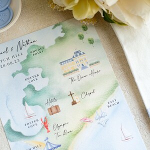 Custom Wedding Map Art, Illustrated Map for Wedding Gift, Personalised ...