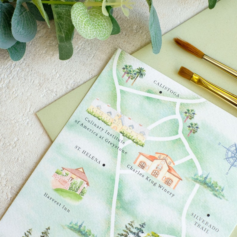 Custom Wedding Map Art, Illustrated Map for Wedding Gift, Personalised ...