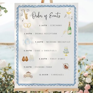 Illustrated Order of Events Wedding Sign, Order of the Day Sign Wedding ...