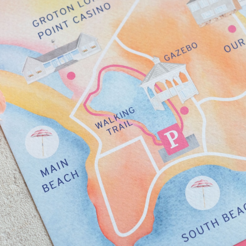 Custom Wedding Map Art, Illustrated Map for Wedding Gift, Personalised ...