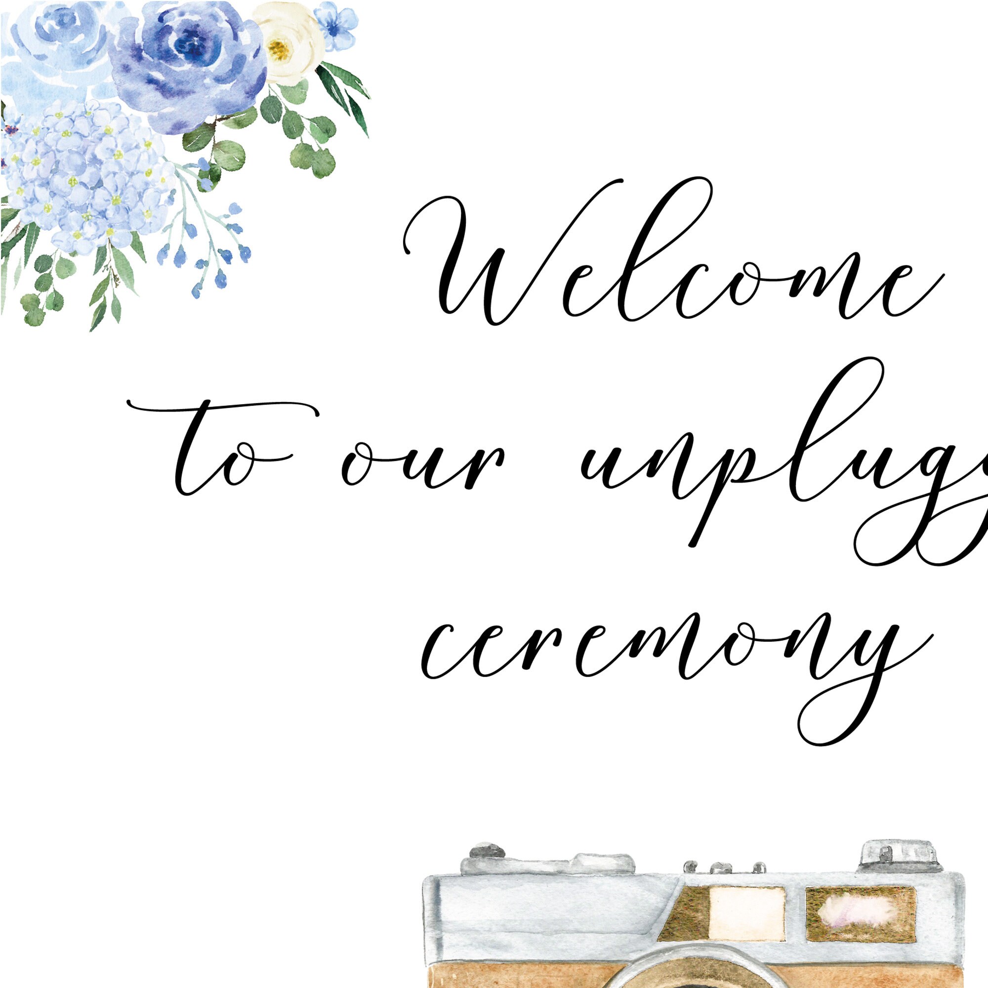 Unplugged Wedding Sign Wedding Camera Sign Floral Wedding - Etsy