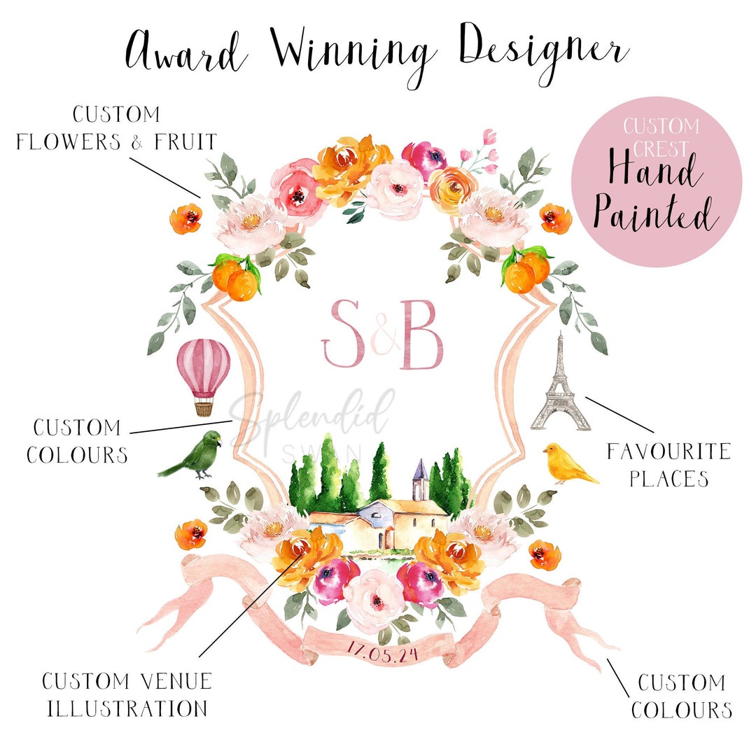 Crest for Wedding Invitation With Monogram, Custom Monogram Logo Design ...