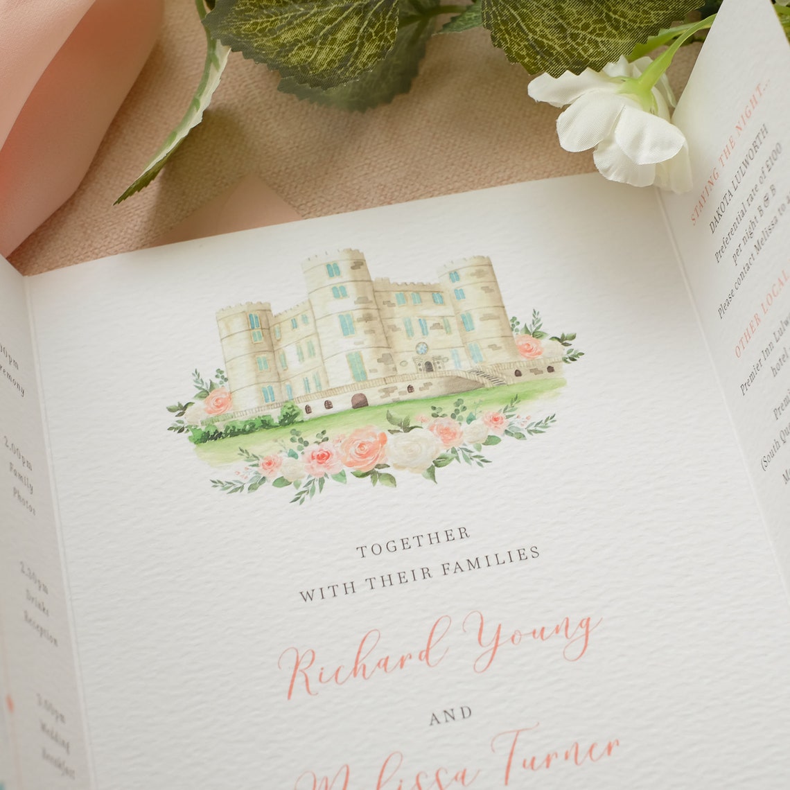 Folded Wedding Invitation Venue Wedding Invitation Castle | Etsy UK