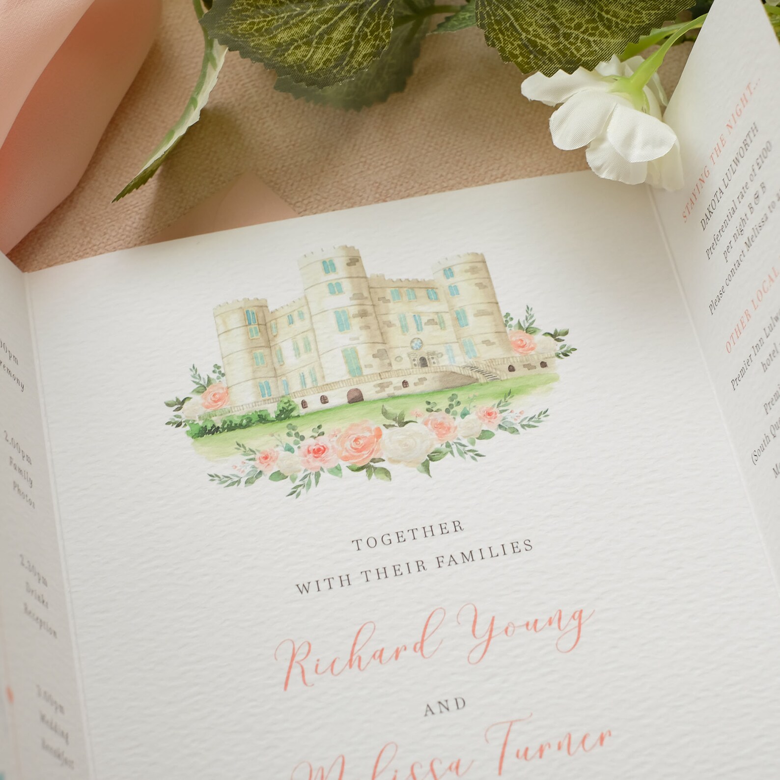 Folded Wedding Invitation Venue Wedding Invitation Castle | Etsy UK