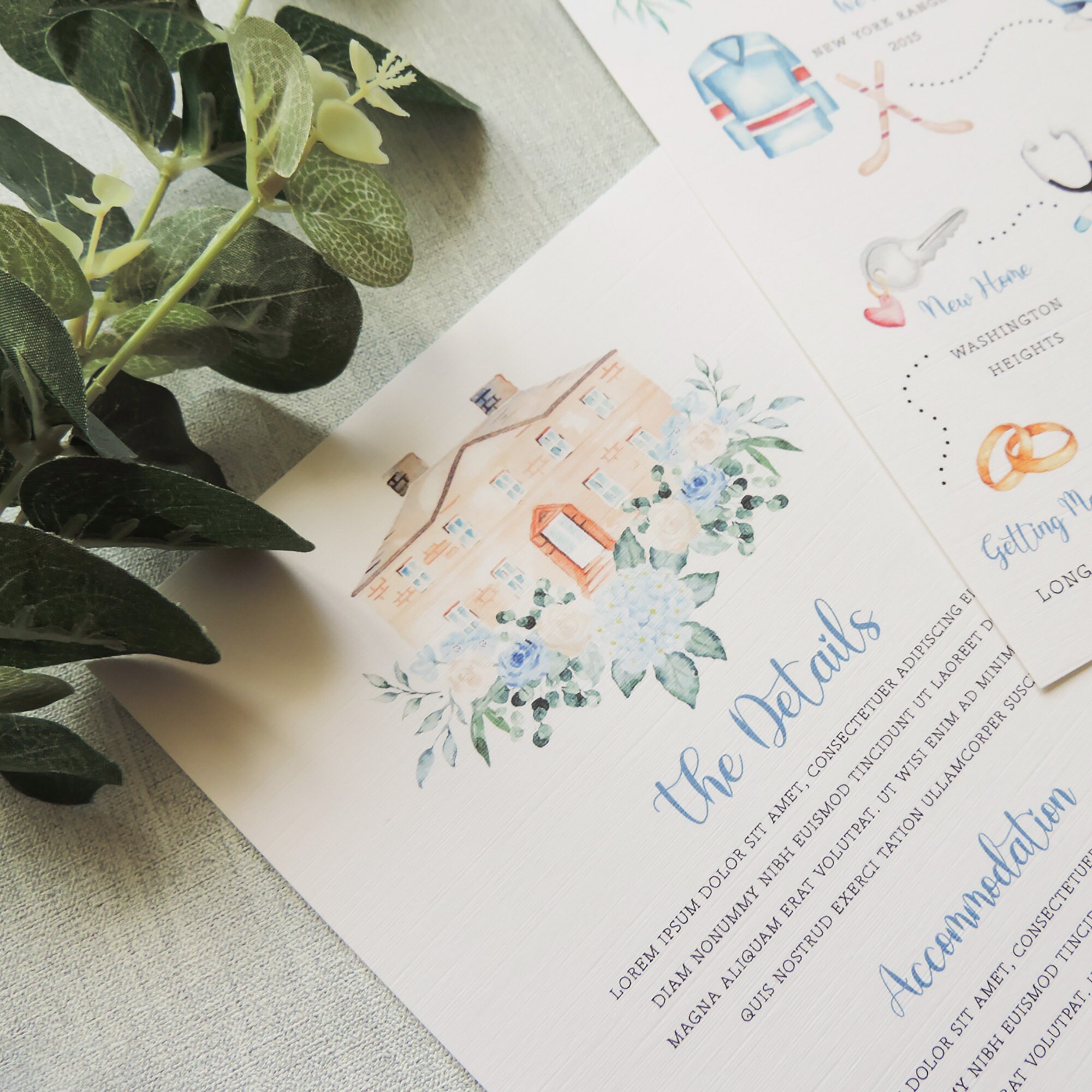 Illustrated Love Story Wedding Invitation Set, Wedding Timeline, Hand ...