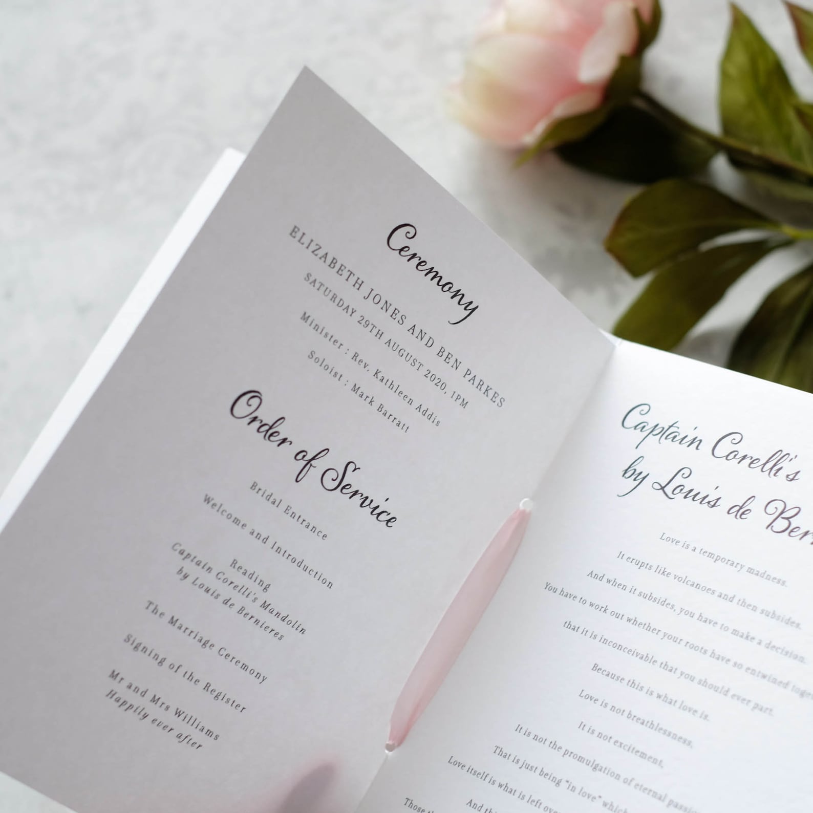 Wedding Order of Service Venue Portrait Wedding Program | Etsy