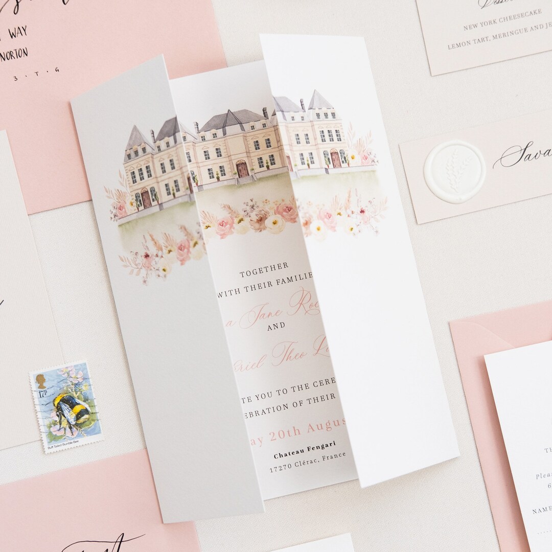 Chateau Wedding Invitation, French Wedding Invitation, Destination ...