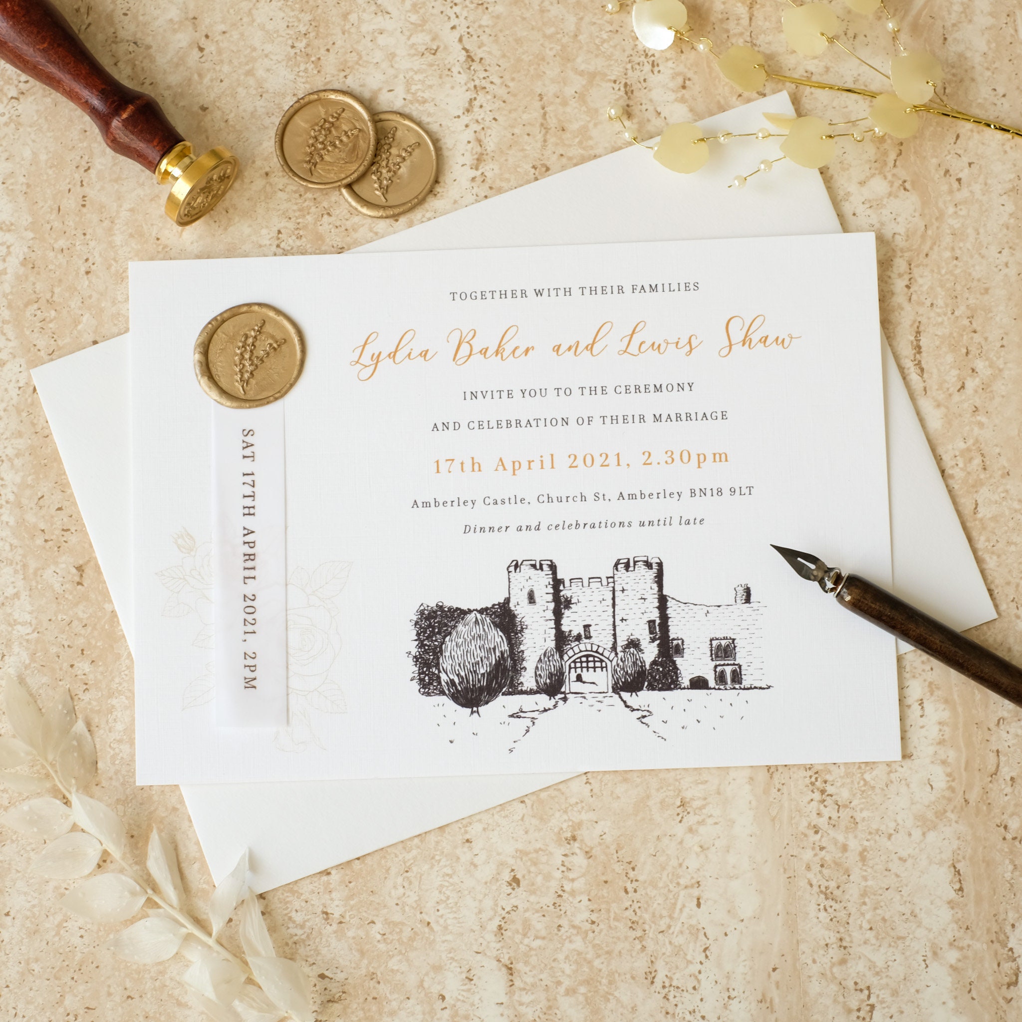 Luxury Castle Wedding Invitations Castle Venue Illustration | Etsy