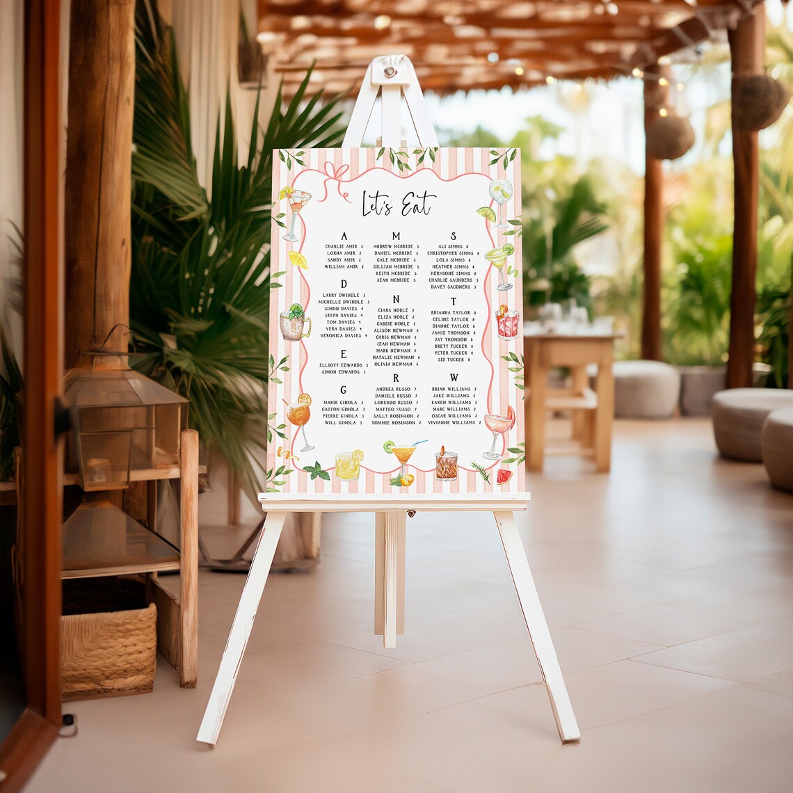 Cocktail Wedding Sign, Illustrated Seating Plan for Wedding ...
