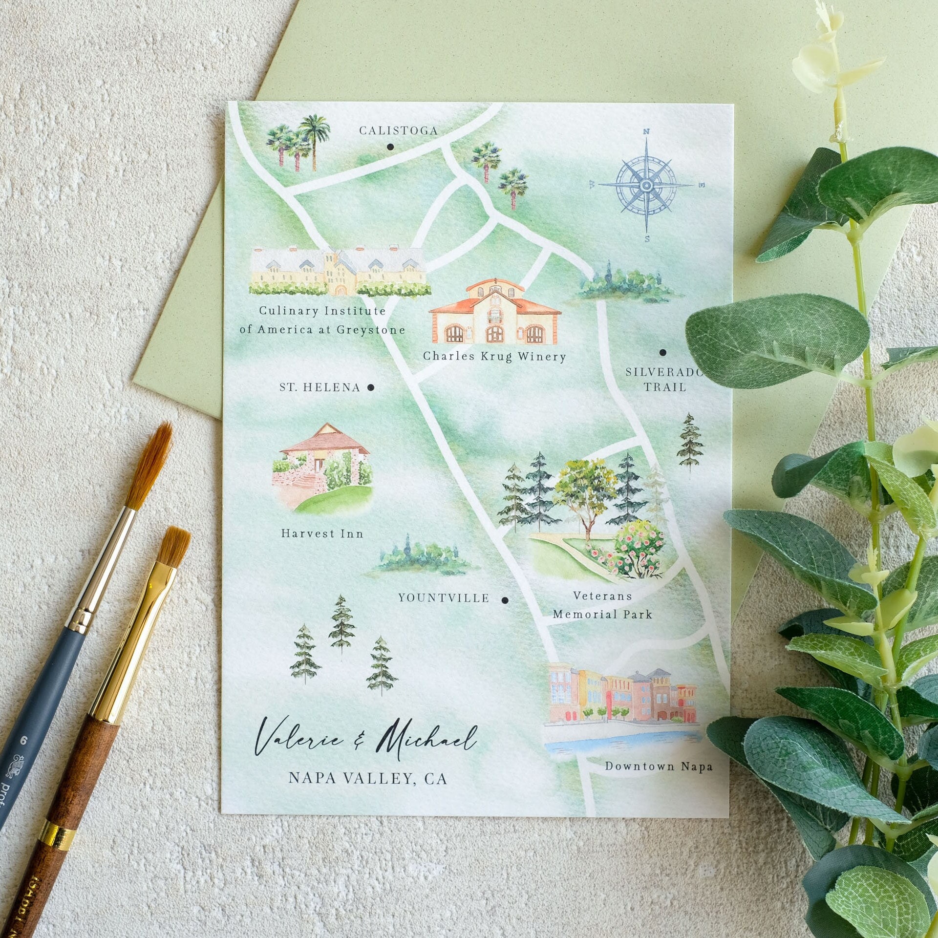 Custom Wedding Map Art, Illustrated Map for Wedding Gift, Personalised ...