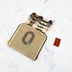 Modern Needlepoint Bag Kit Genuine Leather Clutch - Custom Monogram ...