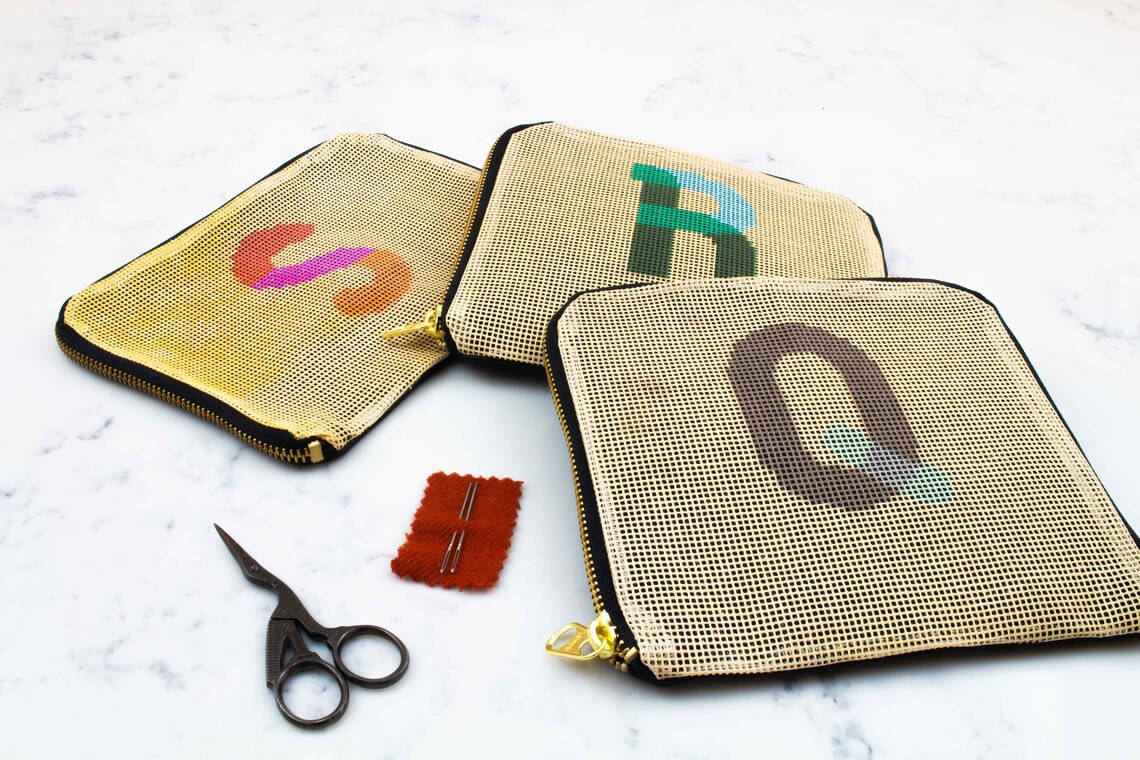 Modern Needlepoint Bag Kit Genuine Leather Clutch Custom - Etsy