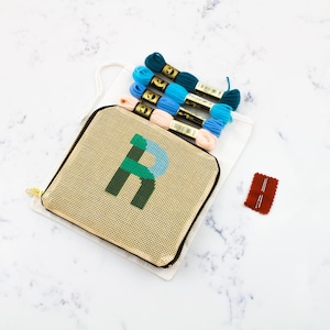 Modern Needlepoint Bag Kit Genuine Leather Clutch - Custom Monogram ...
