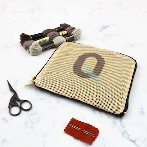 Modern Needlepoint Bag Kit Genuine Leather Clutch - Custom Monogram ...