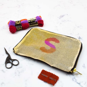 Modern Needlepoint Bag Kit Genuine Leather Clutch - Custom Monogram ...