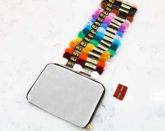 Modern Needlepoint Bag Kit Genuine Leather Clutch Custom Monogram ...