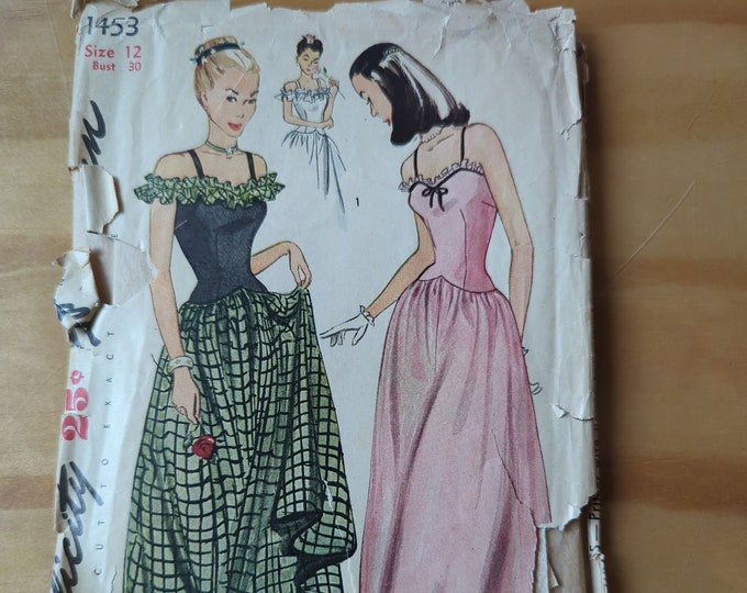 Simplicity 1453 Misses' Evening Dress Unprinted Vintage Sewing Pattern ...