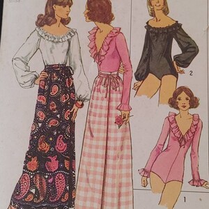 Simplicity 5360 1972 Misses' Bodysuits and Wrap and Tie Skirt Vintage ...