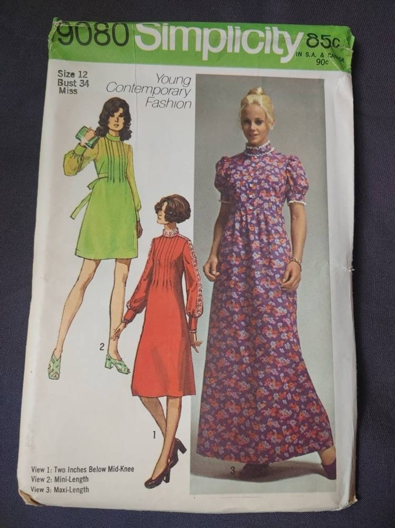1970 Simplicity 9080 Misses Dress in There Lengths Uncut - Etsy