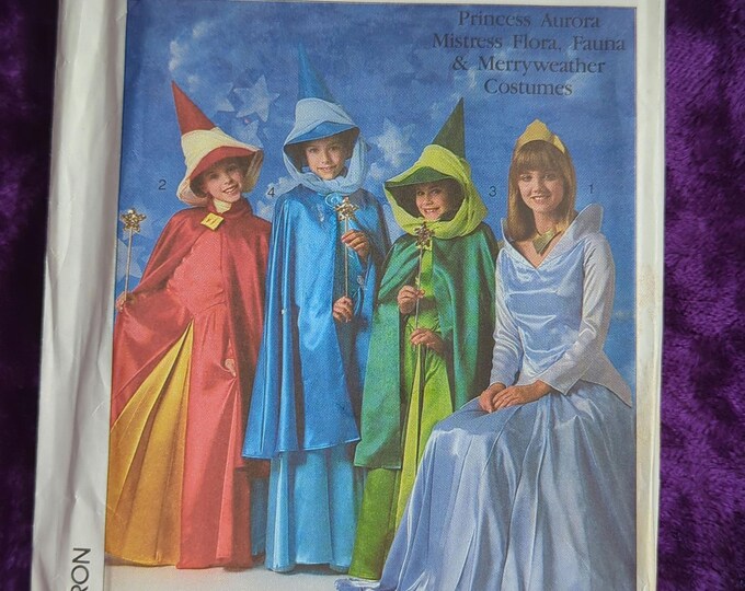 1987 Simplicity 8328 Misses' and Girls' Princess Aurora, Flora, Fauna ...