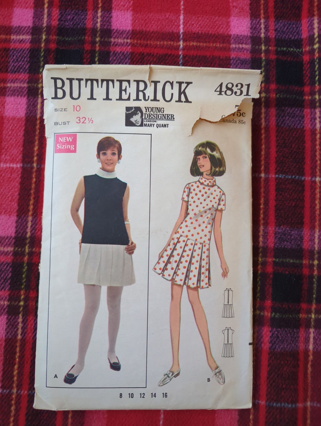 1967 Butterick 4578 Misses One Piece Dress Mary Quant Vintage Sewing ...