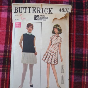 1967 Butterick 4578 Misses One Piece Dress Mary Quant Vintage Sewing ...