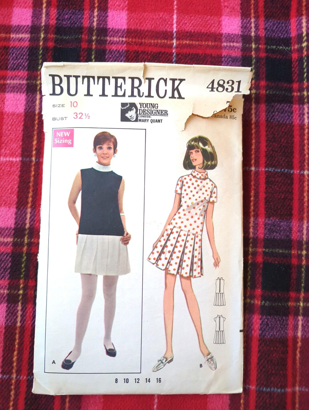 1967 Butterick 4578 Misses One Piece Dress Mary Quant Vintage Sewing ...
