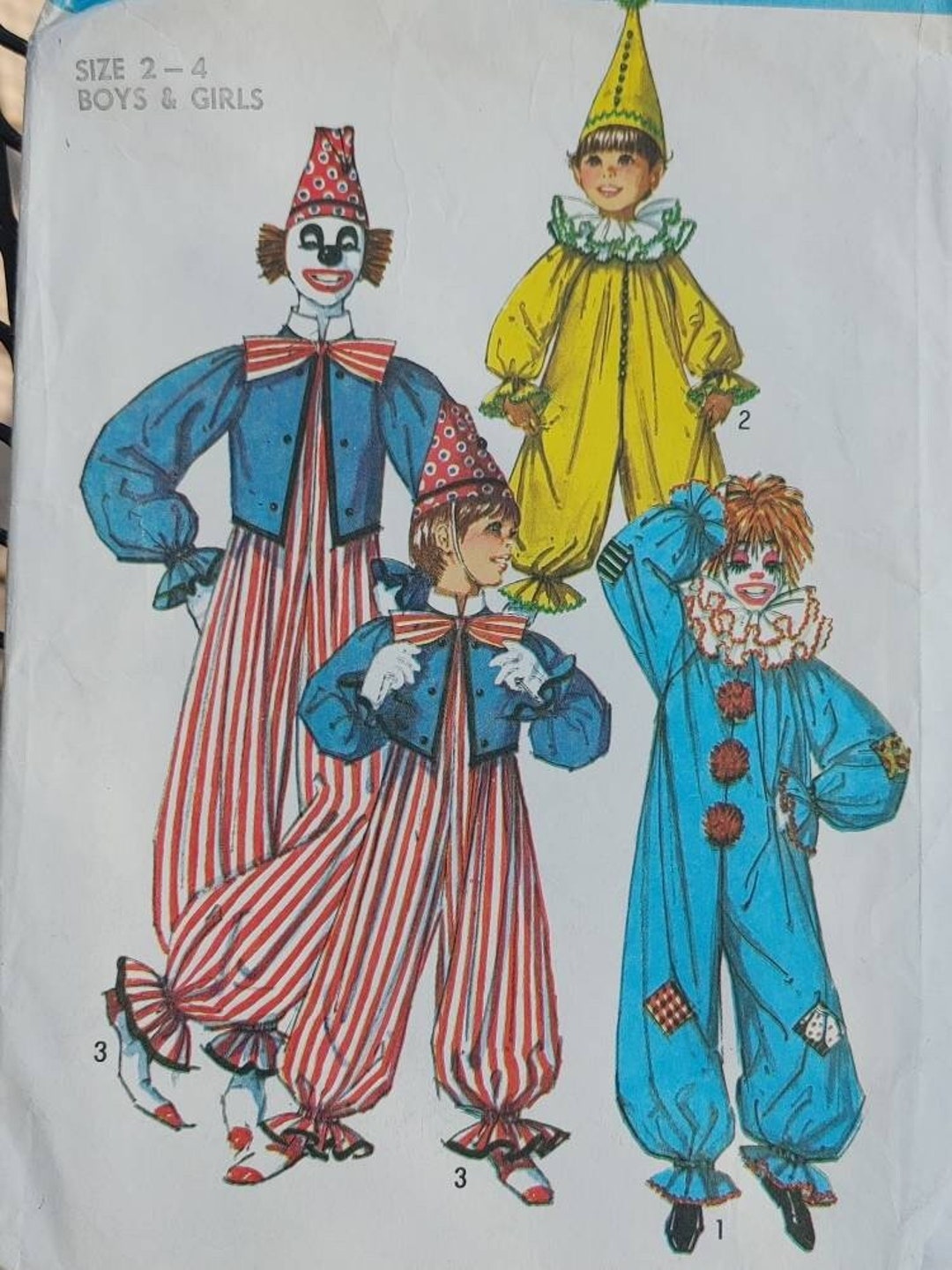 1975 Simplicity 7162 Clown Kids Sizes 2-4 & 10-12 Available - Etsy