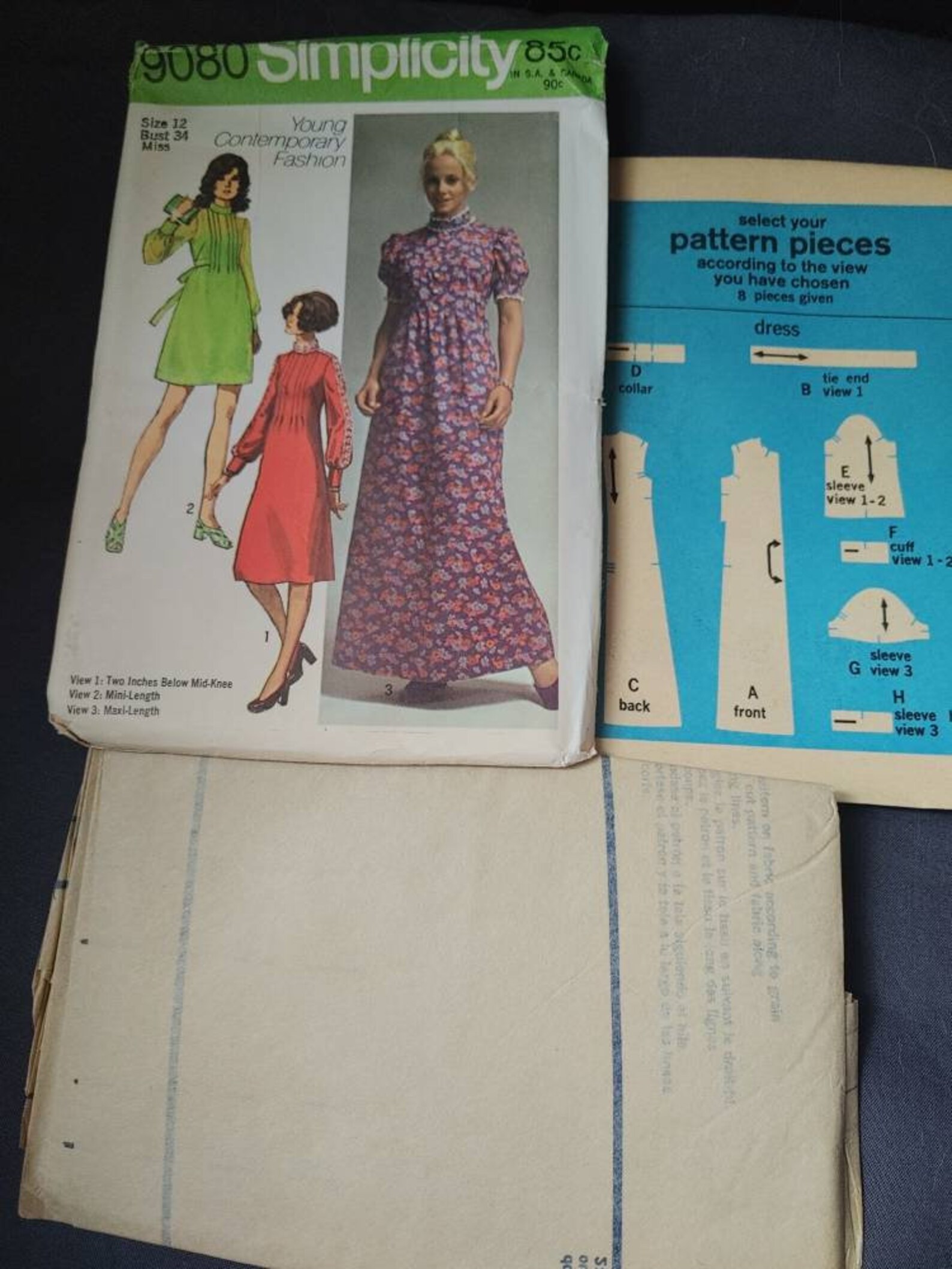 1970 Simplicity 9080 Misses Dress in There Lengths Uncut - Etsy