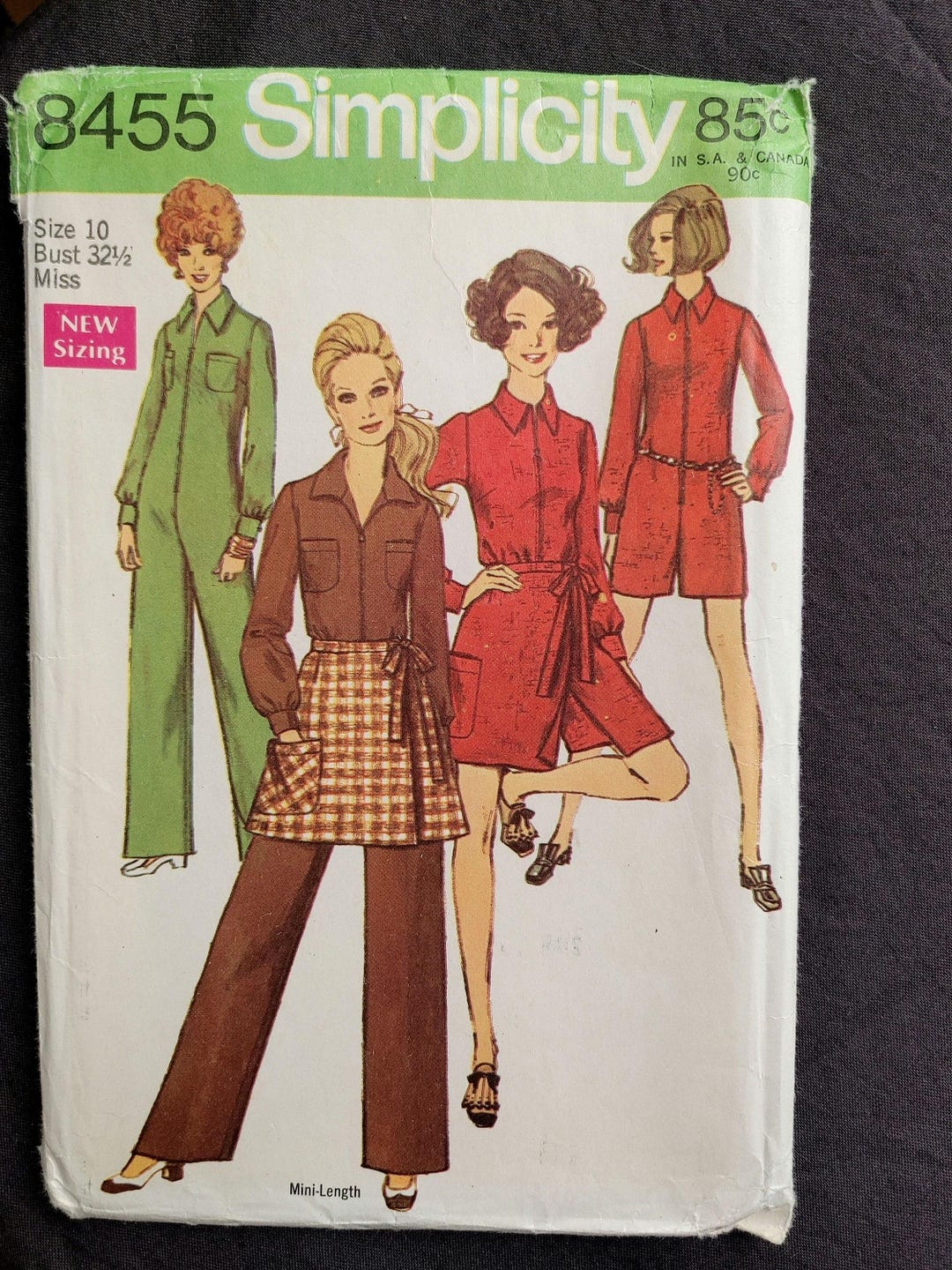 1969 Simplicity 8455 Sewing Pattern: Misses Jumpsuit & Mini Skirt, Size 10 - Etsy
