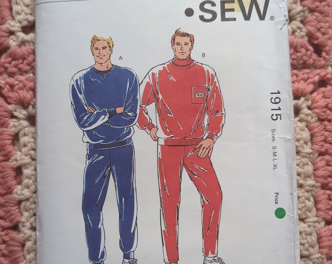 1989 Kwik Sew Men's Jogging Suits Uncut Vintage Printed Pattern Size S ...