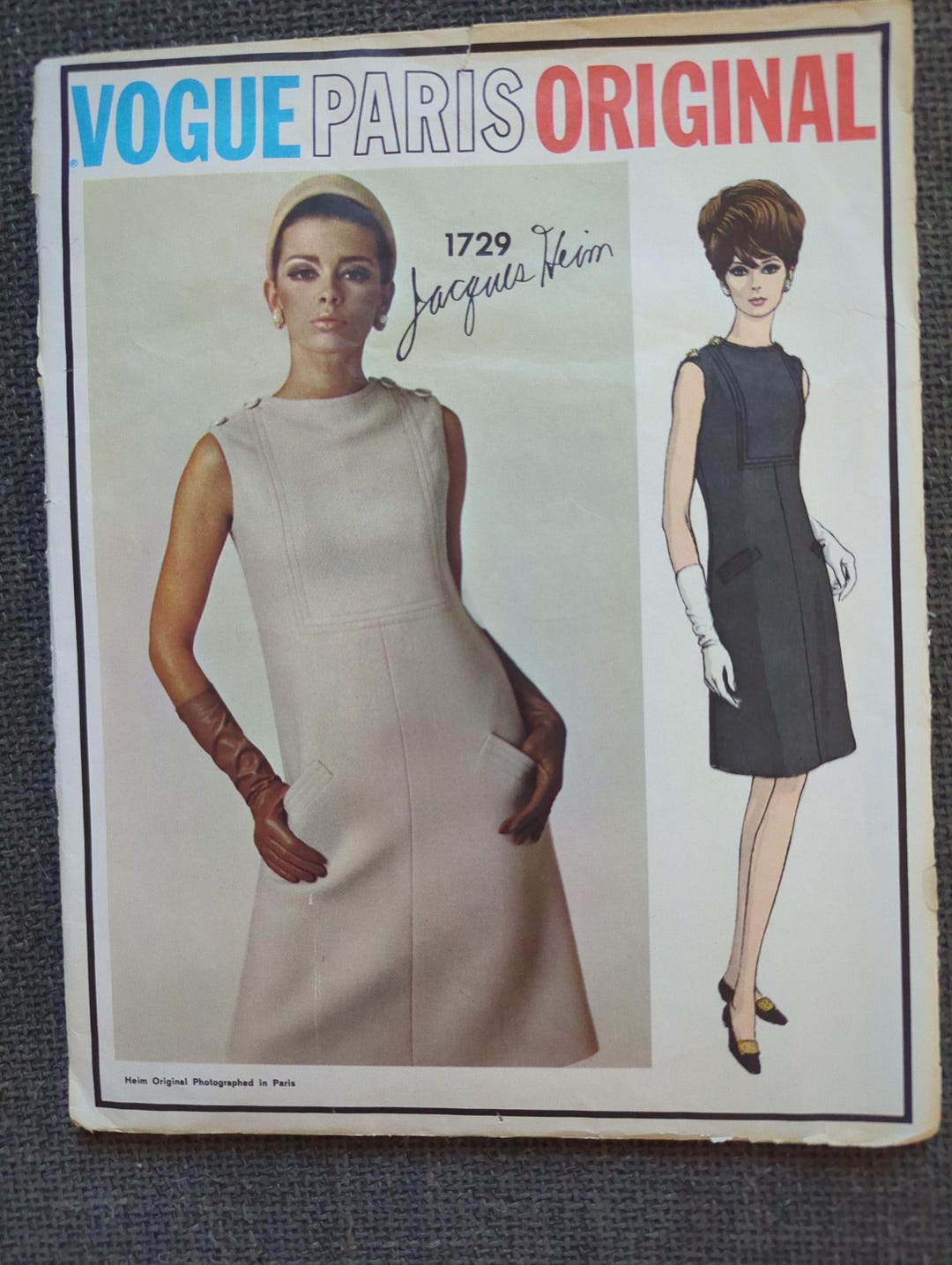 1967 Vogue Paris Original 1729 Jacques Heim Misses' Dress Vintage ...