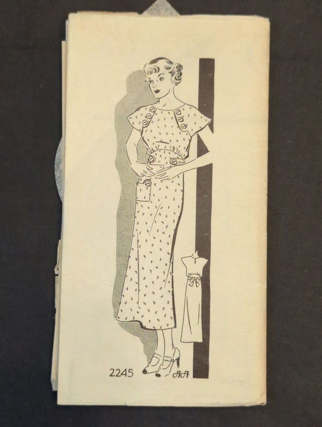 1930s Anne Adams Pattern No 2245 Day Dress Unprinted Pattern Size 16 ...