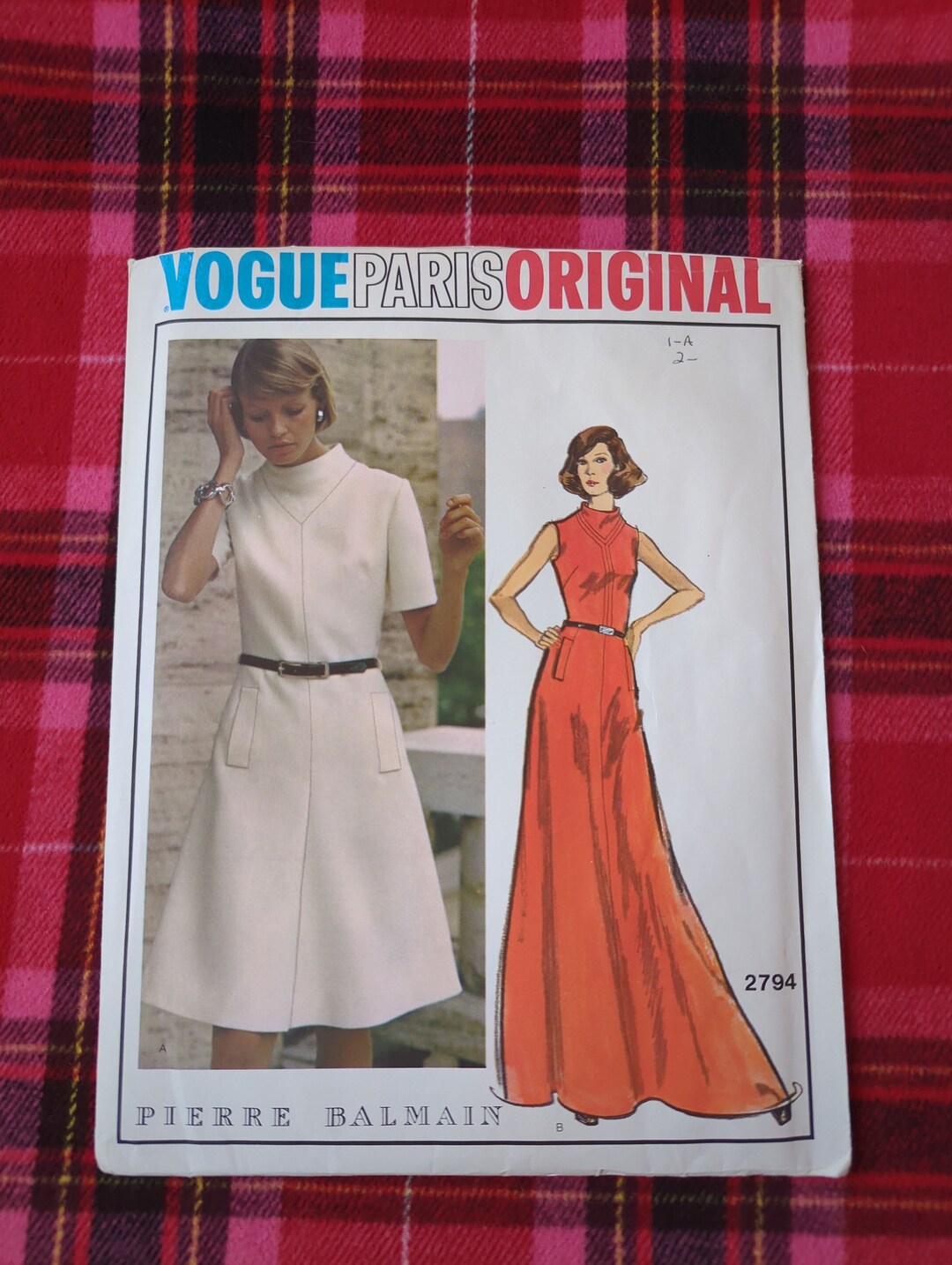 1972 Vogue Paris Original 2794 Pierre Balmain Misses' Dress Vintage ...