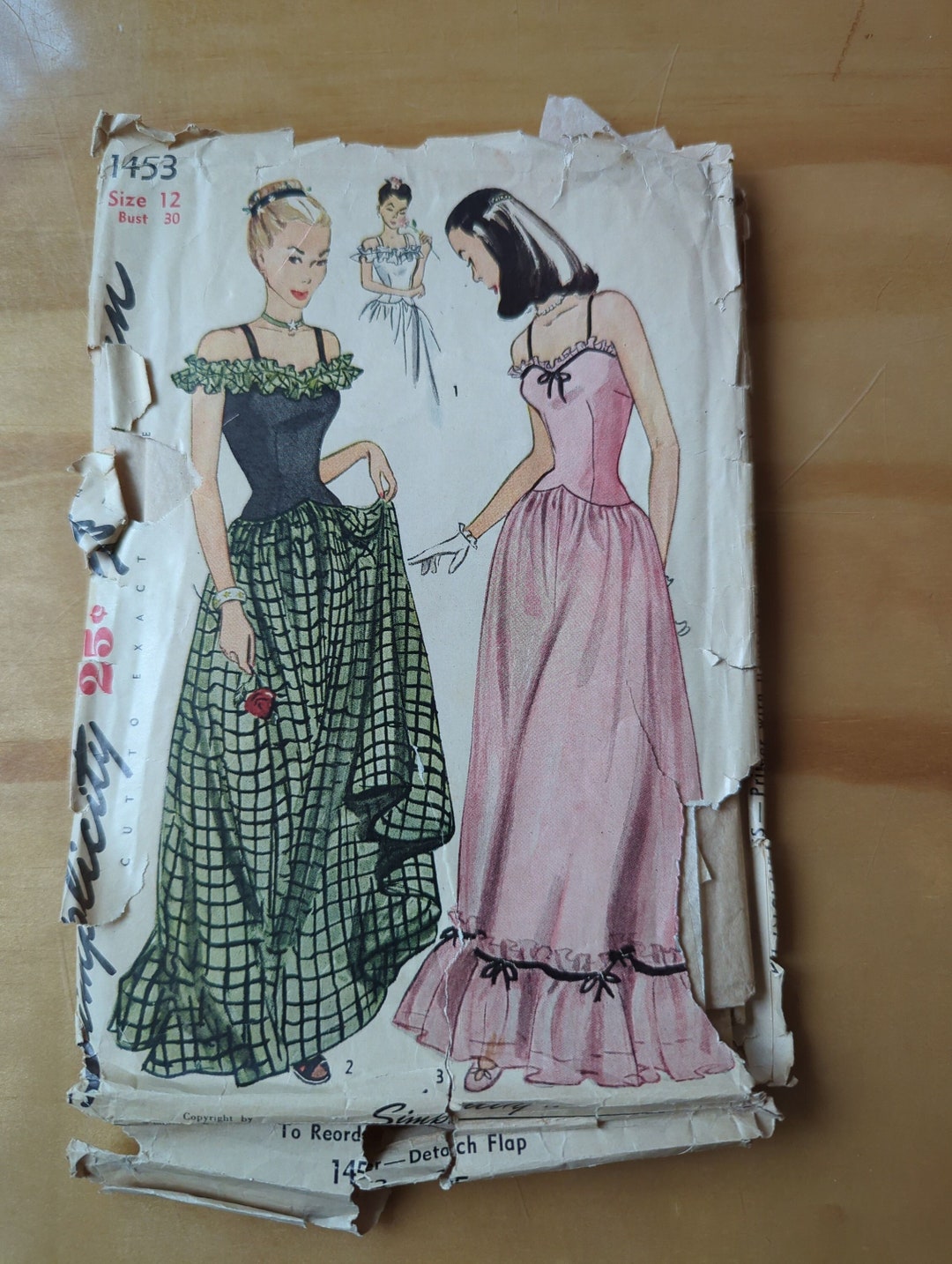 Simplicity 1453: Misses' Evening Dress Unprinted Vintage Sewing Pattern ...