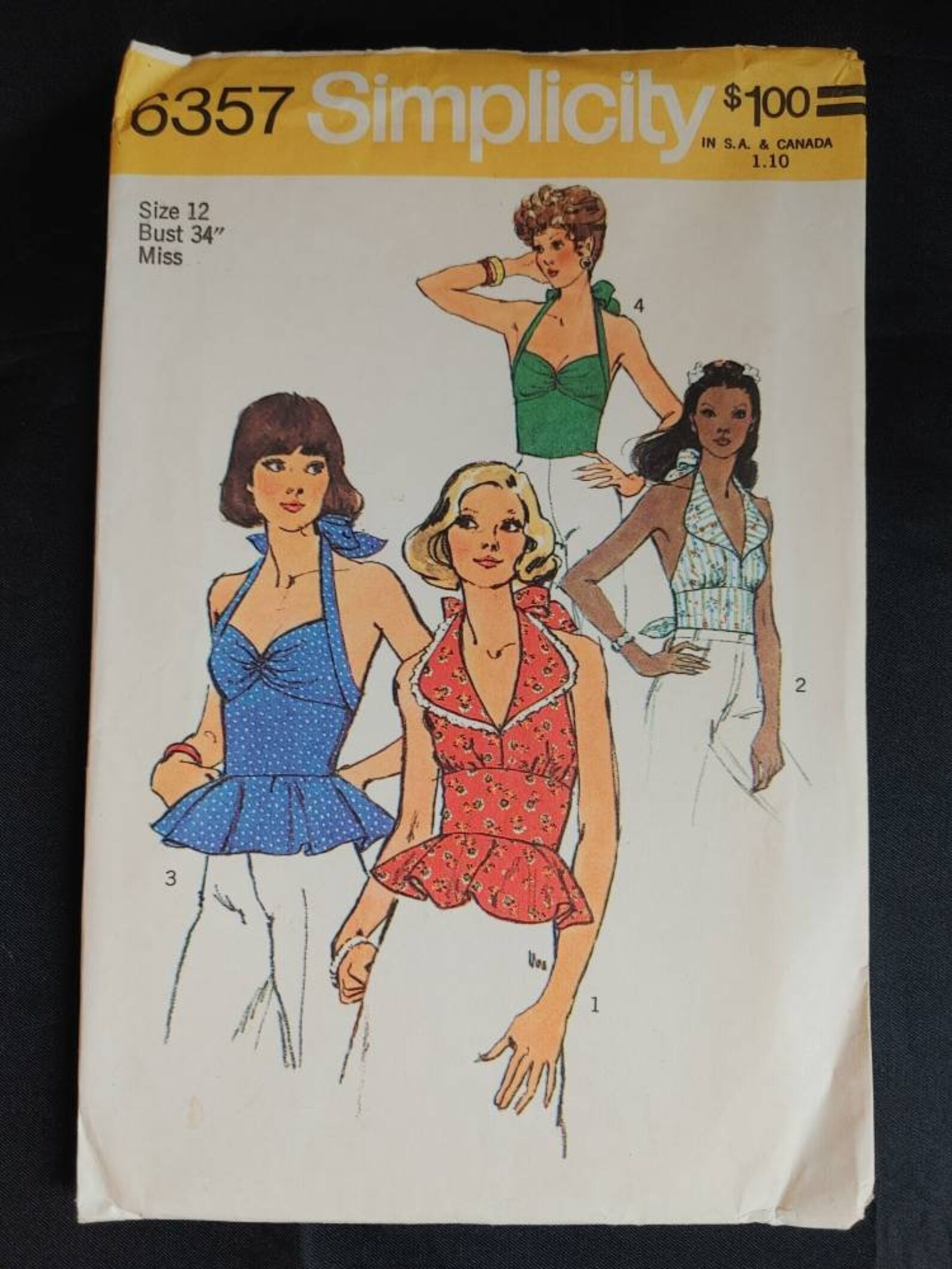 1974 Simplicity 6357 Misses Halter Tops Uncut Vintage Printed - Etsy