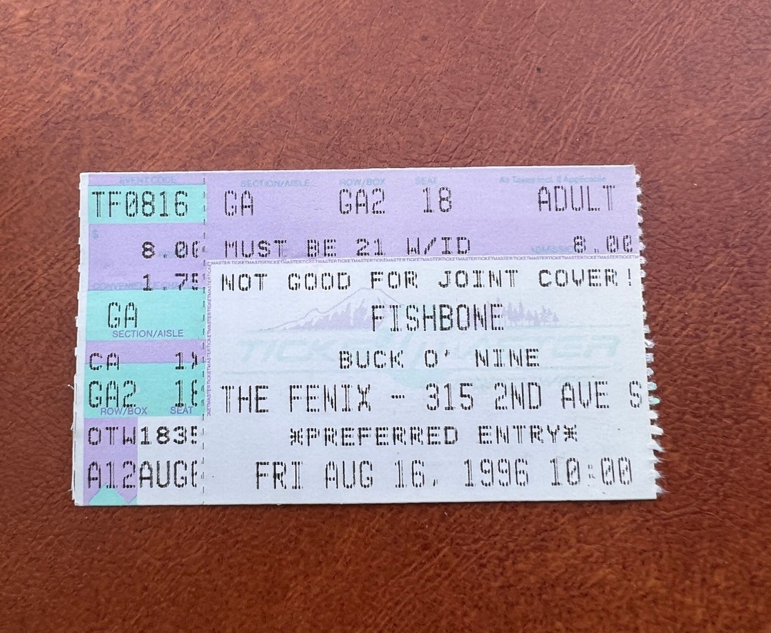 Fishbone Buck O' Nine August 16 1996 Concert Ticket Stub - Etsy