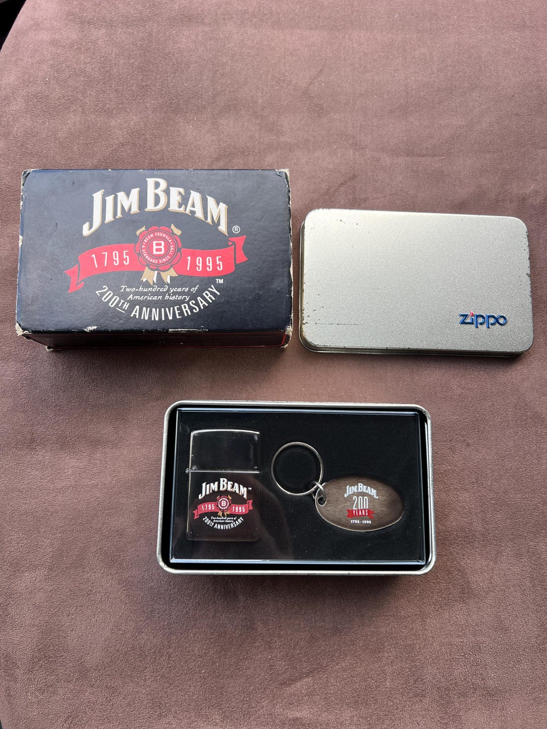 Vintage 200 Years Jim Beam Solid Brass Zippo Lighter & Keychain Set - Etsy