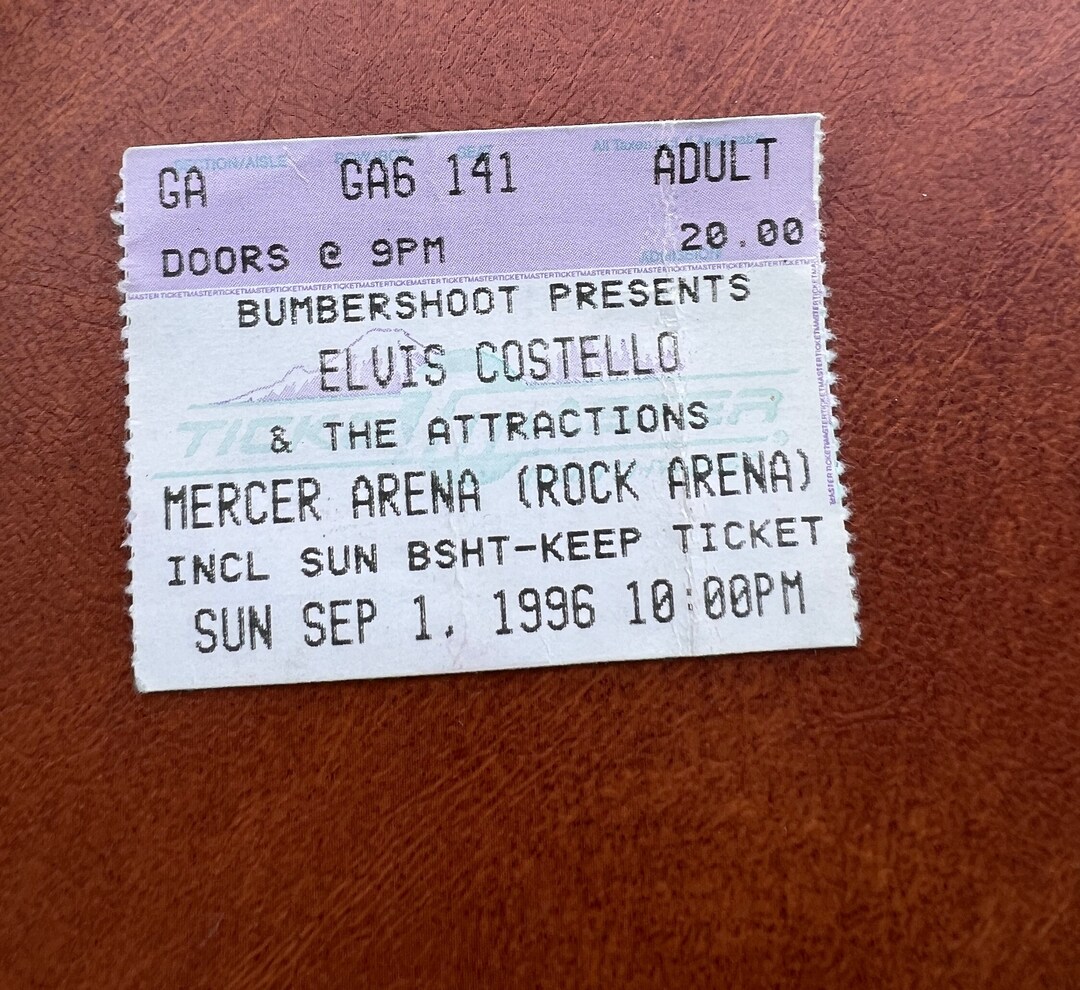 ELVIS Costello & THE ATTRACTIONS Sep 1 1996 Concert Ticket Stub Mercer ...