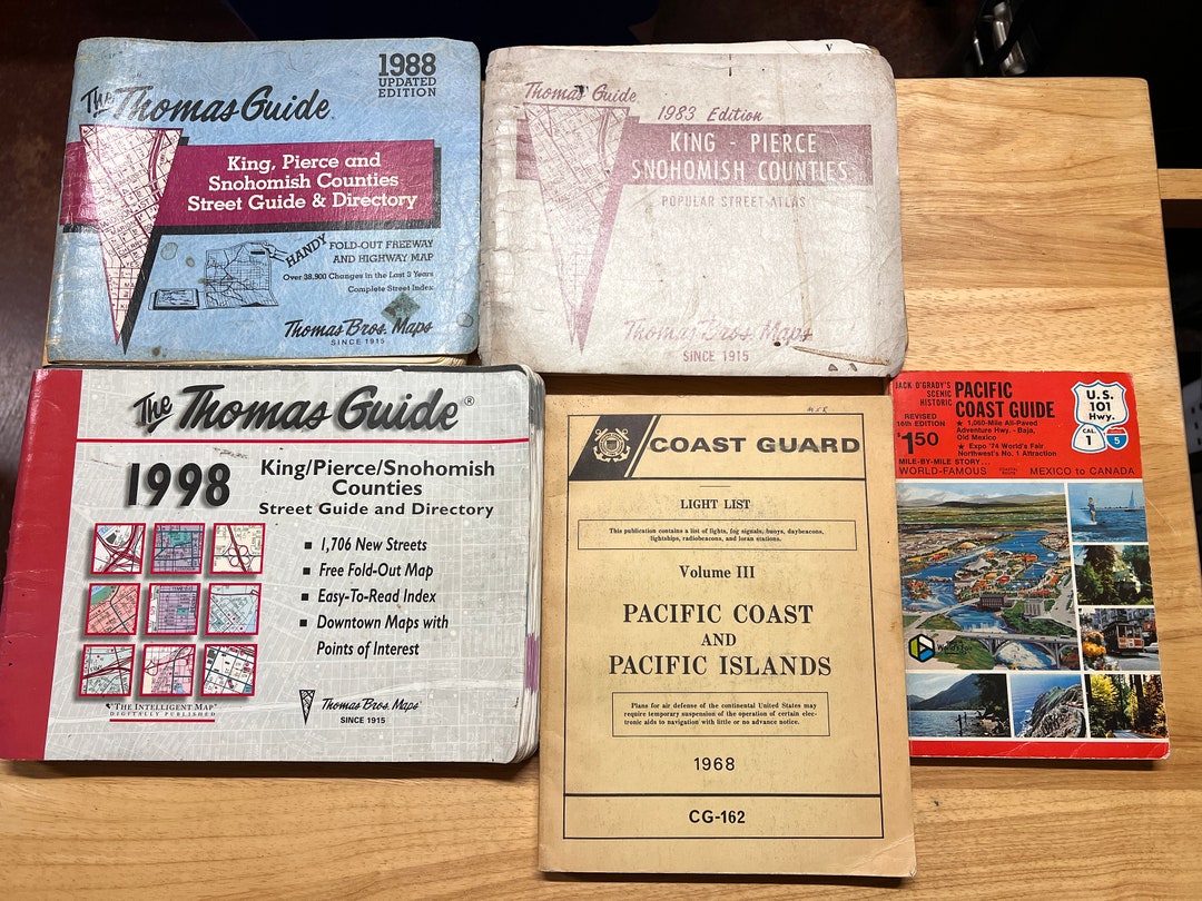 Lot of 5 the Thomas Guide Edition 1980s, Pacific Coast Guide, U.S ...