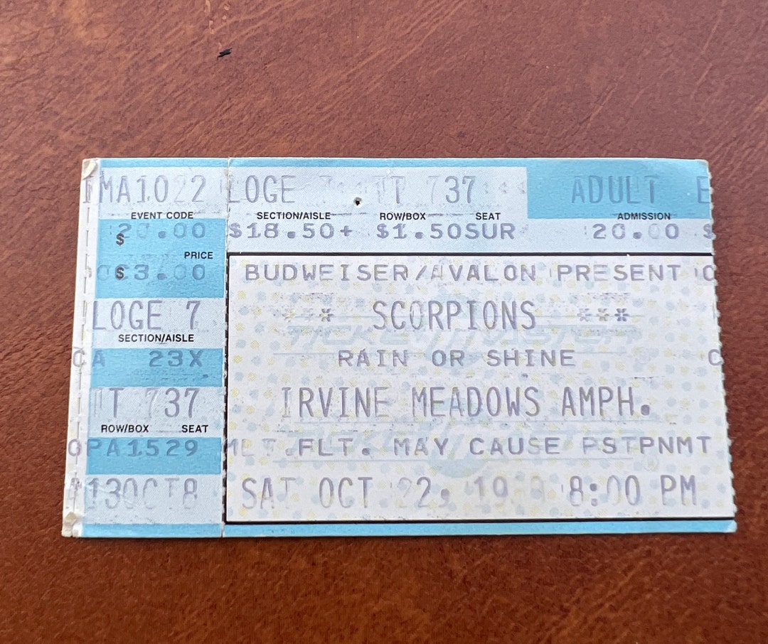 THE SCORPIONS Rain or Shine Concert Ticket Stub Irvine Meadows Oct 22 ...